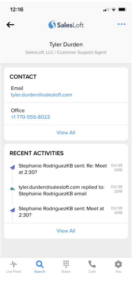 People in SalesLoft Mobile