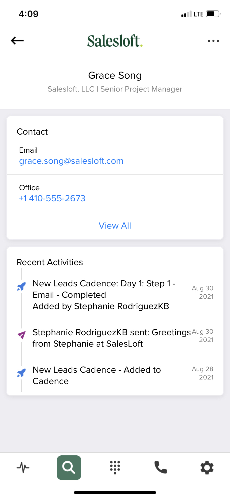 People in Salesloft Mobile