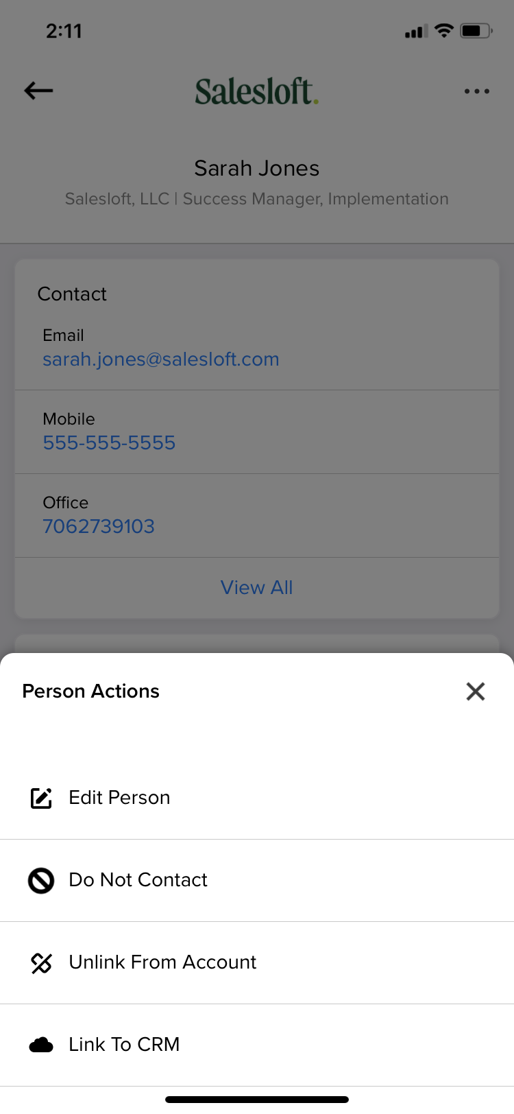 People in Salesloft Mobile