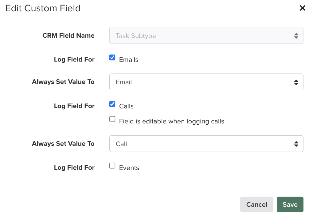 Activity Field Configuration