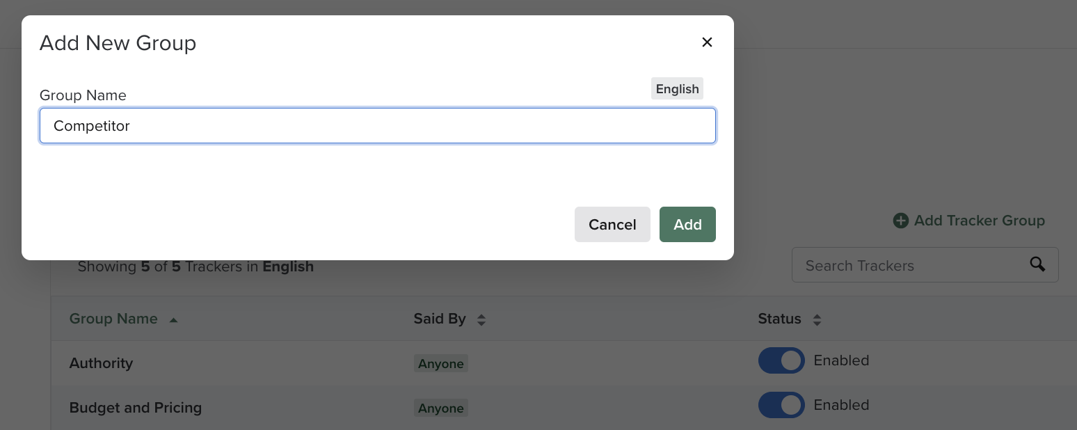 Manage Tracker Settings