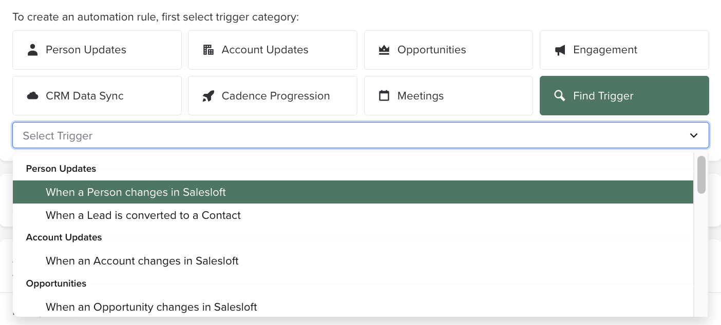 List of Automation Rule Triggers