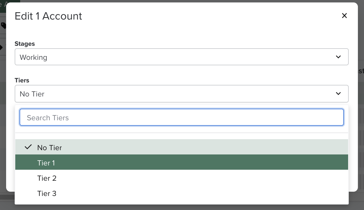 Select Account Actions from the Accounts Page