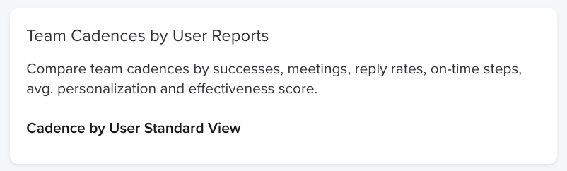 Team Cadence by User Report