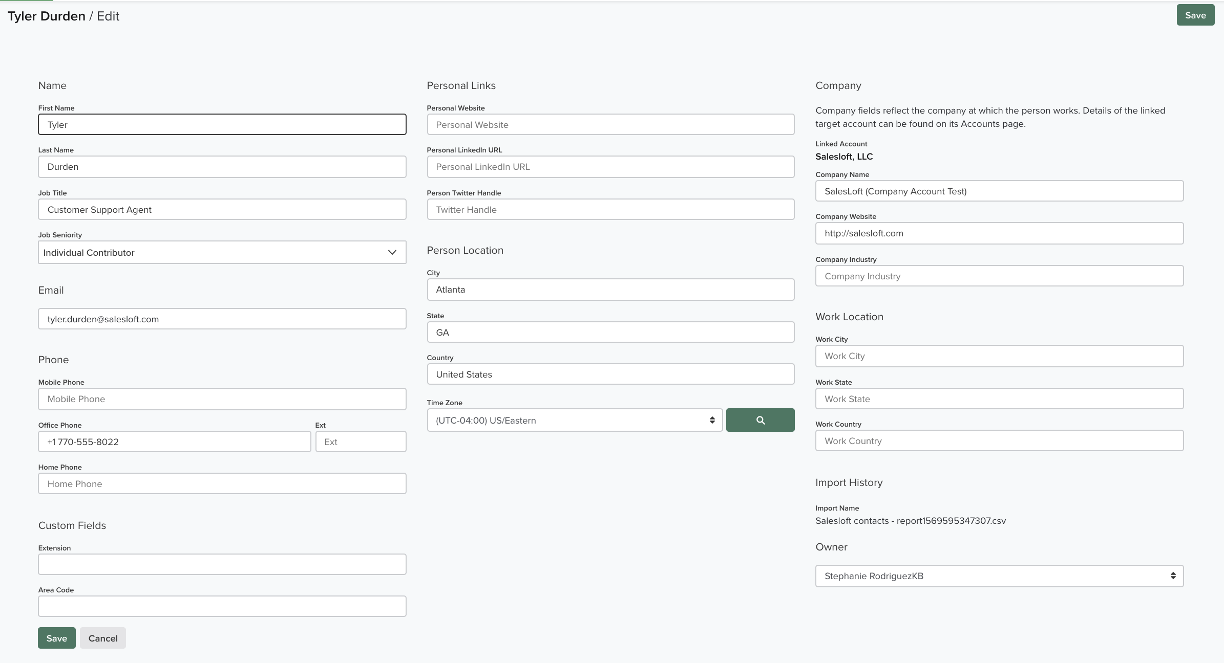 View and Edit Person Details