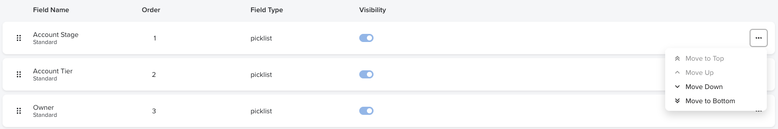 Account Field Configuration