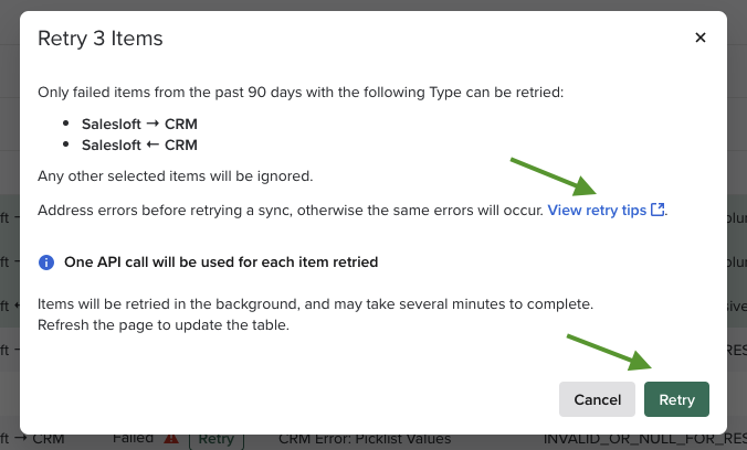 View CRM Sync Logs