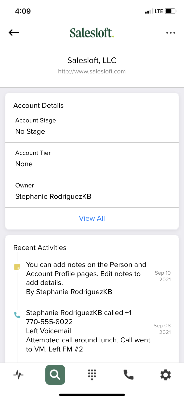 Accounts in Salesloft Mobile