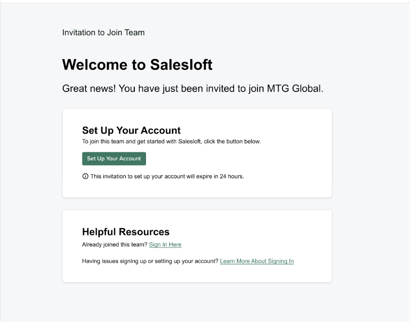 Accept Your 'Welcome to Salesloft' Email Invitation