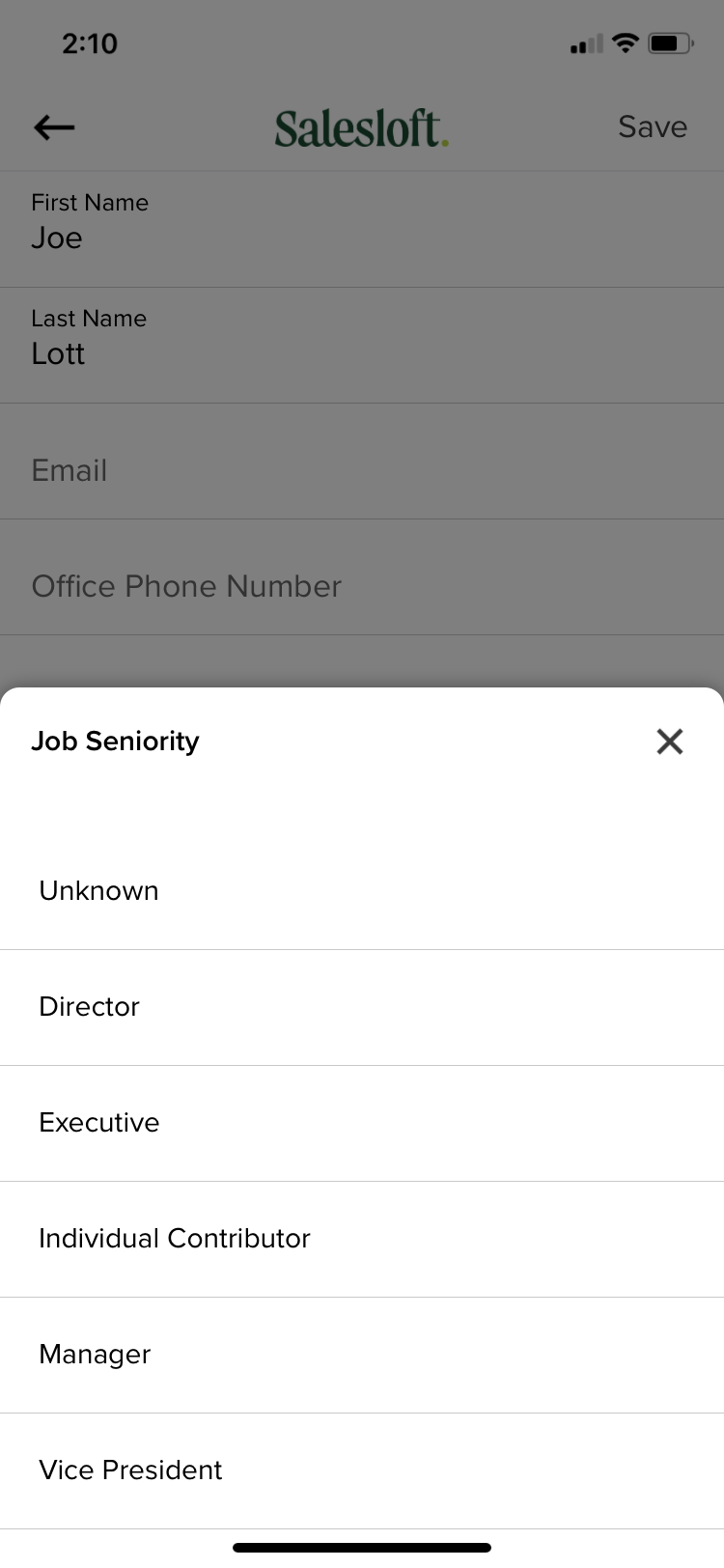 People in Salesloft Mobile