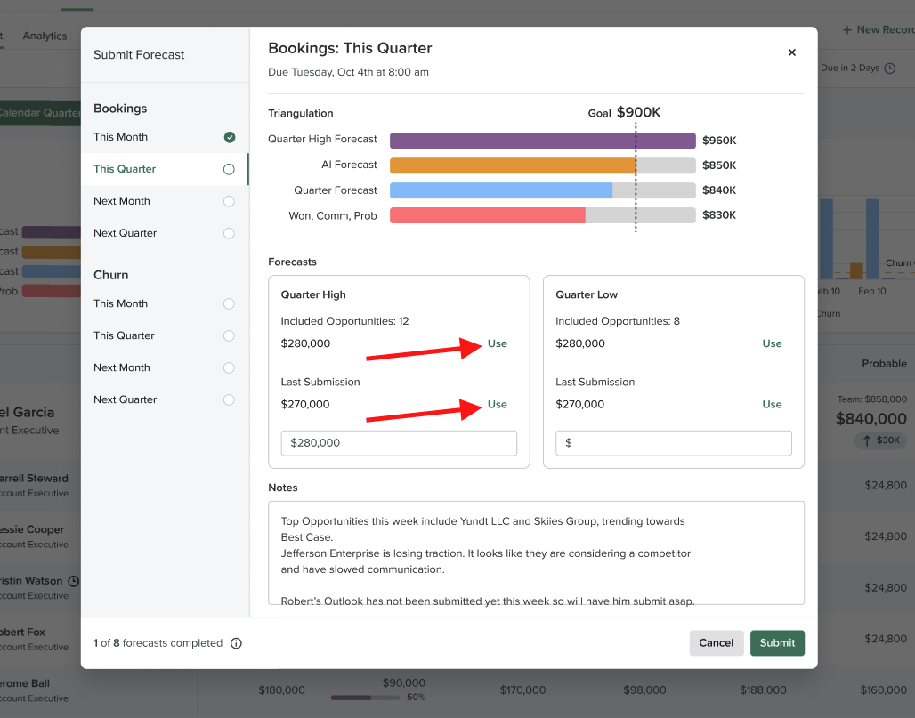 Submitting Forecast Numbers