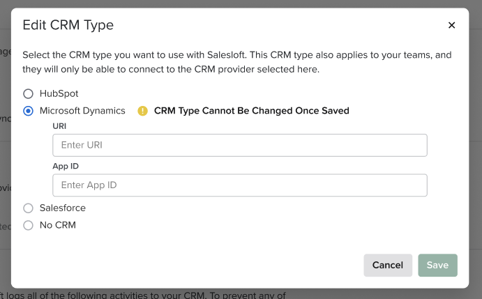 Manage CRM Team Settings
