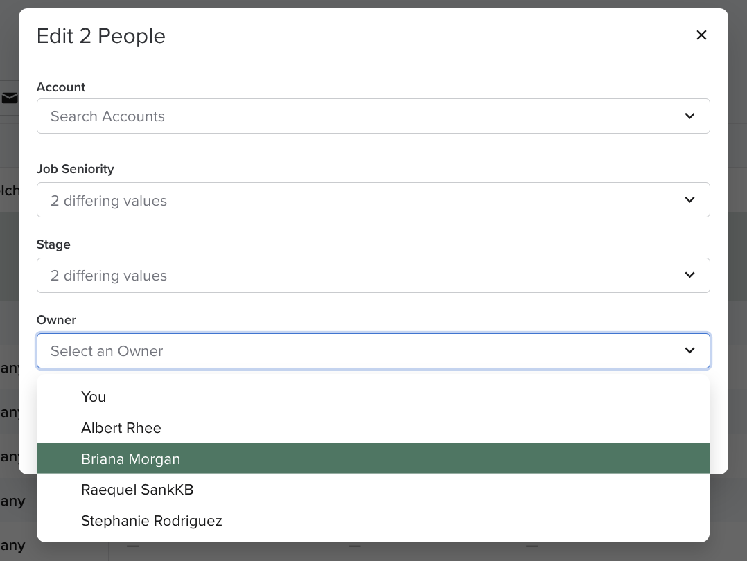 Edit Person Record Owner