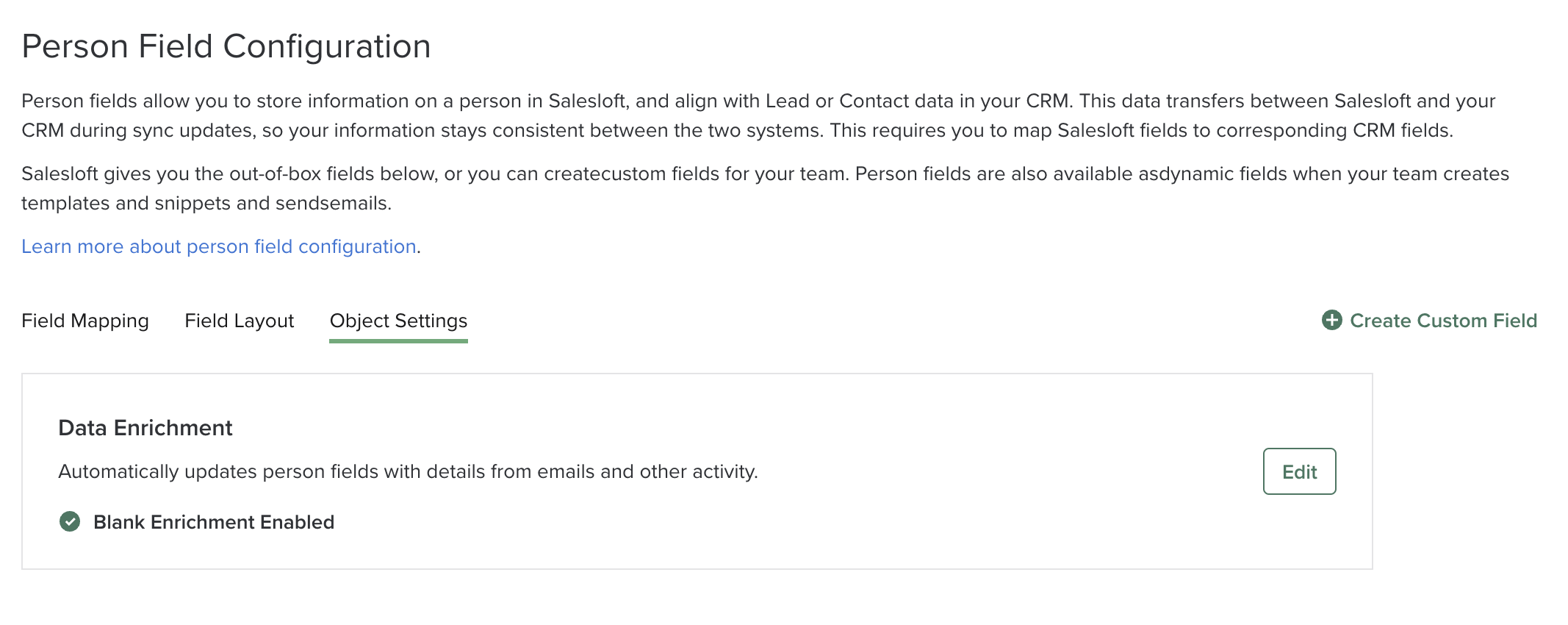 Person Field Configuration