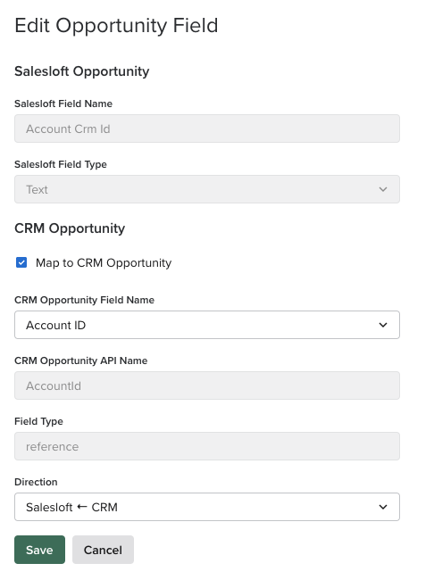 Opportunity Field Configuration