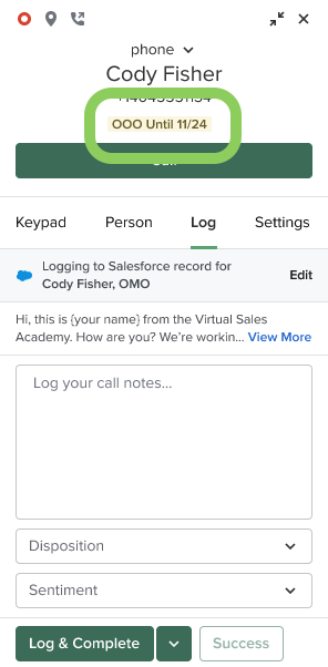 Mark a Person as Out Of Office (OOO)