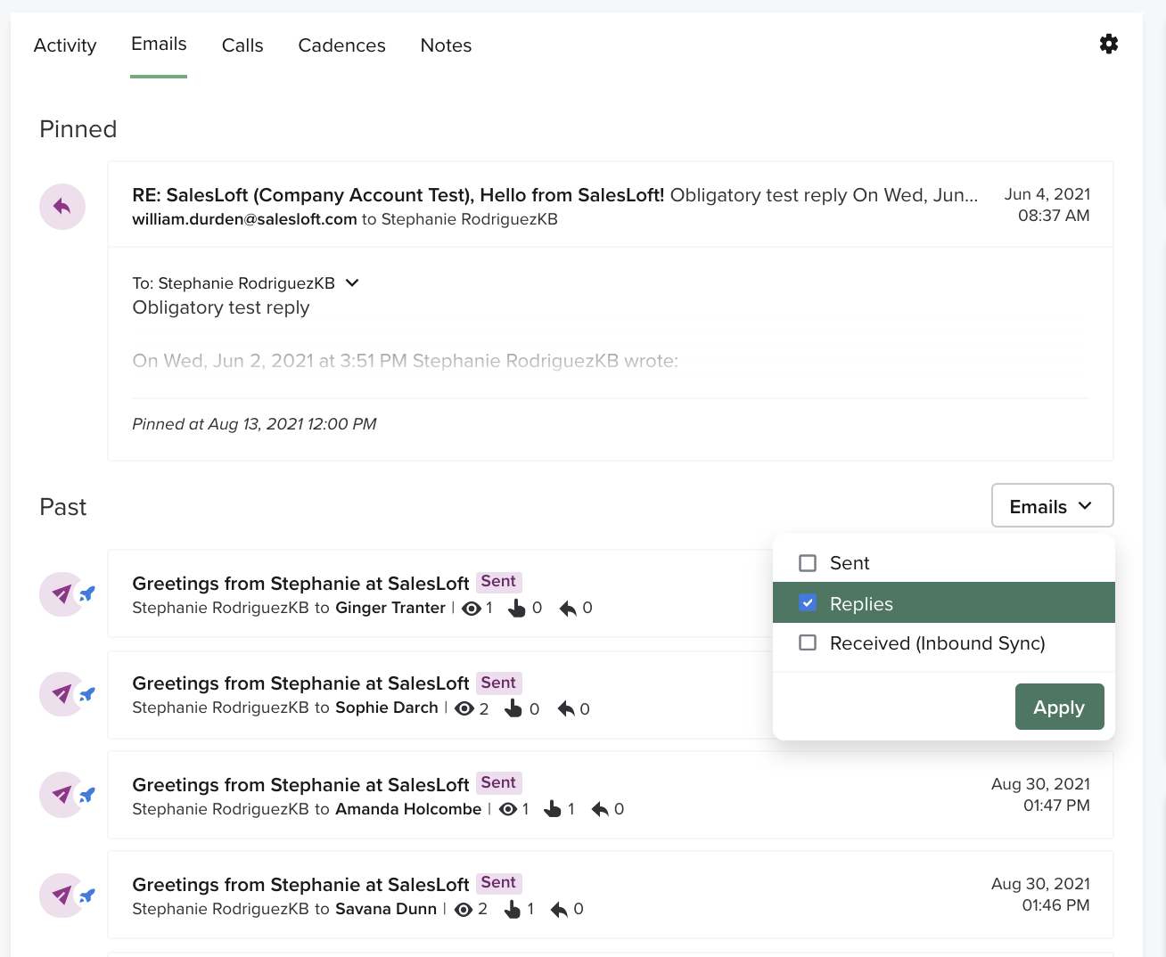 Account Profile Activity Feed