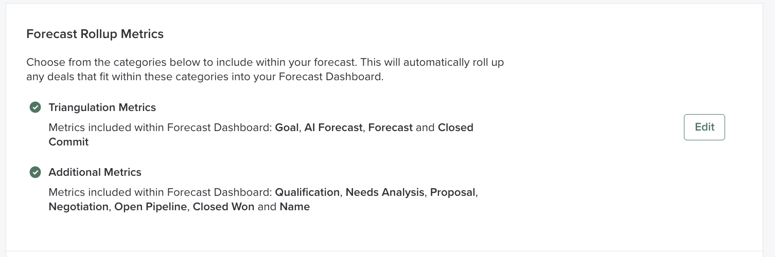 Forecast Setup Checklist