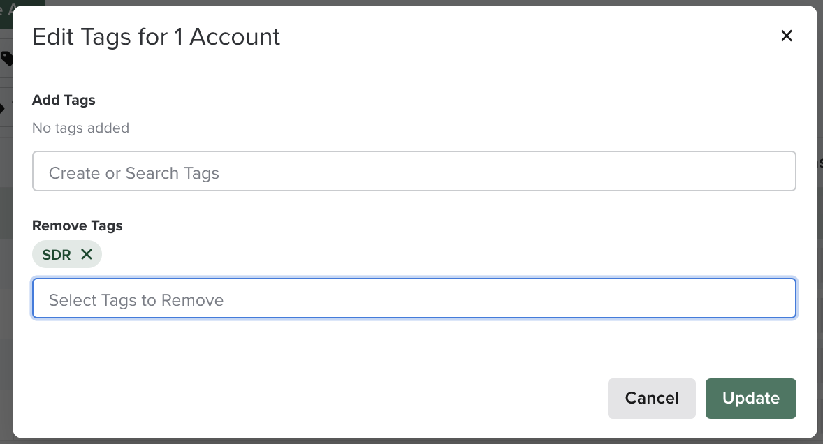 Select Account Actions from the Accounts Page