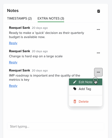 Add and Review Recording Notes