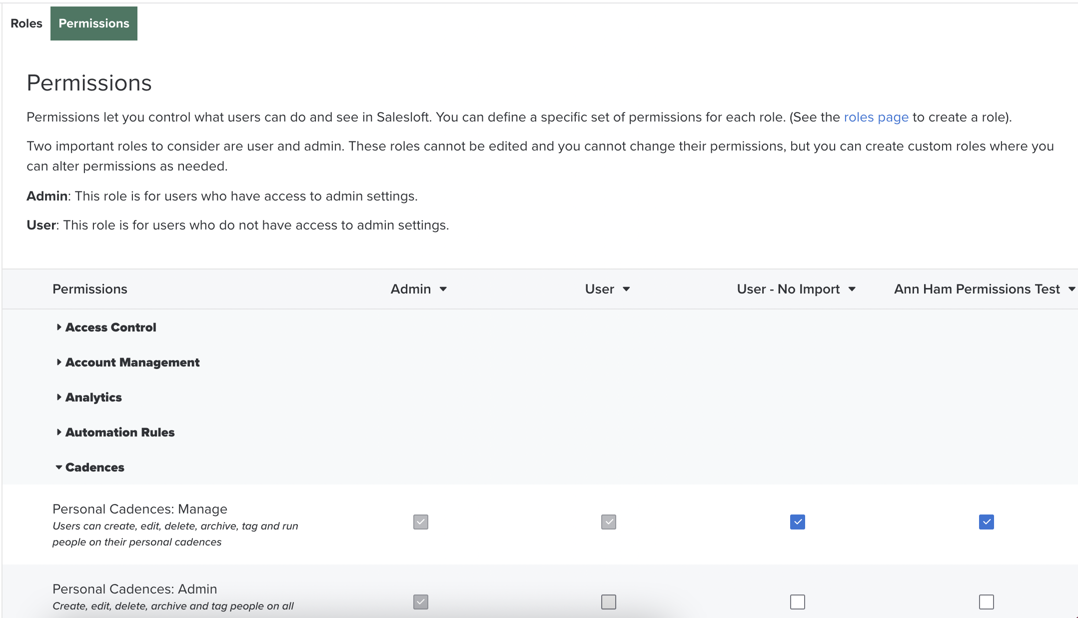 Roles and Permissions