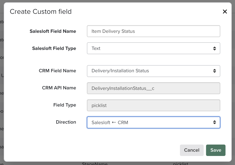 Opportunity Field Configuration
