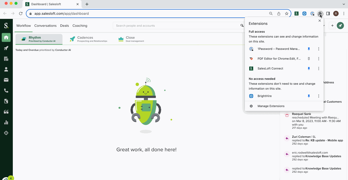 Salesloft Connect Extension V2 Early Access