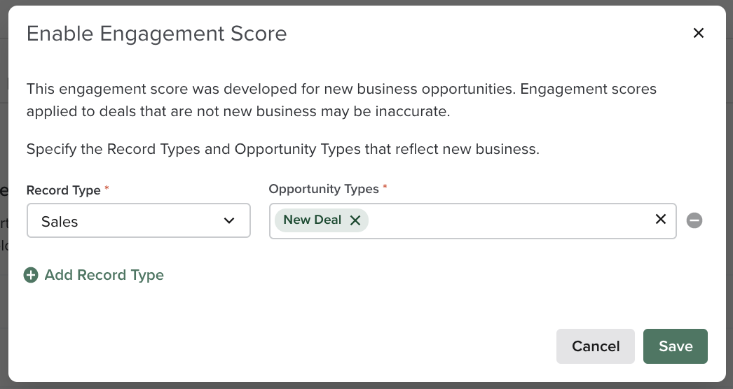 Manage Deal Engagement Score