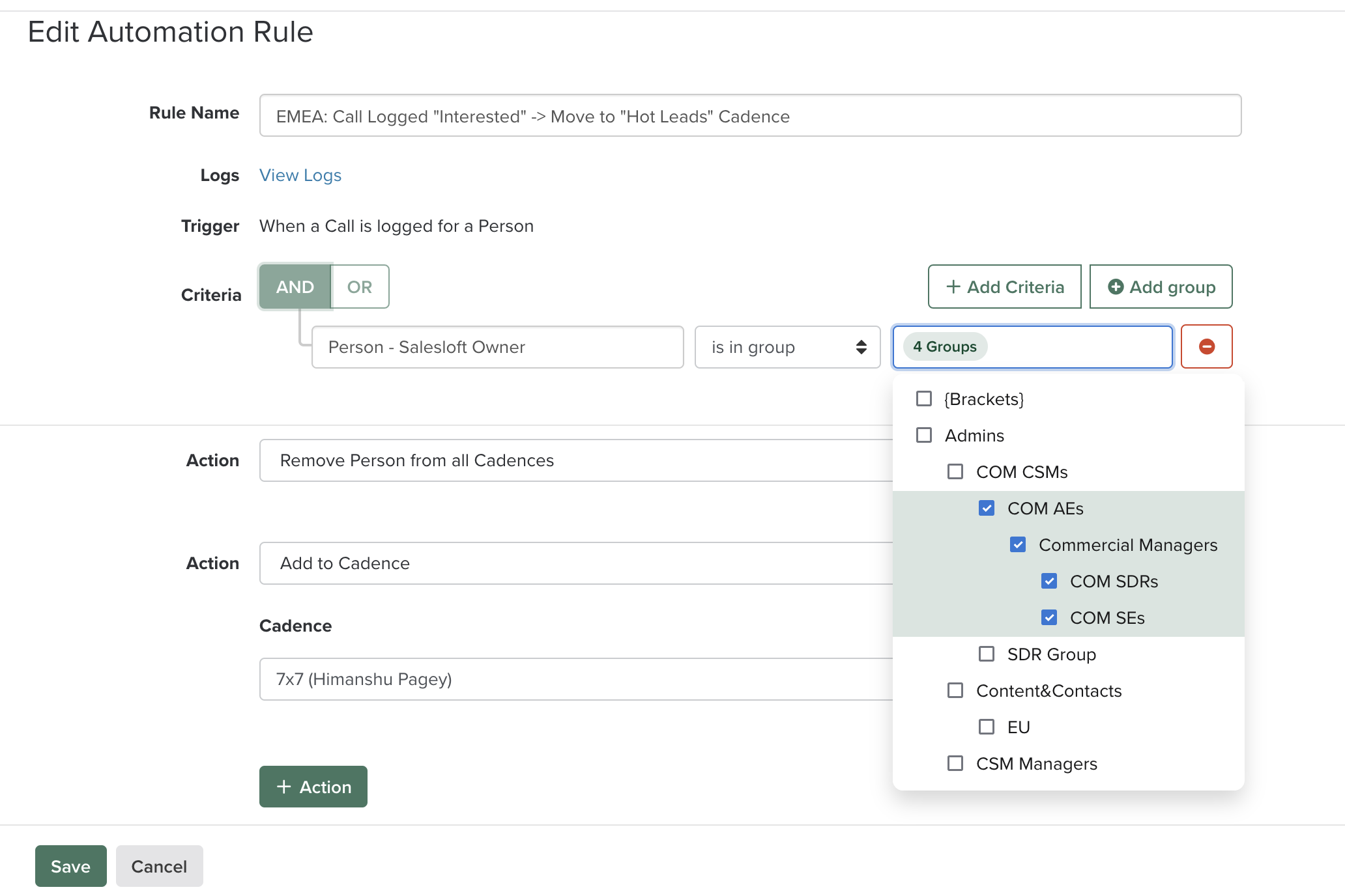 Automation Rule Criteria