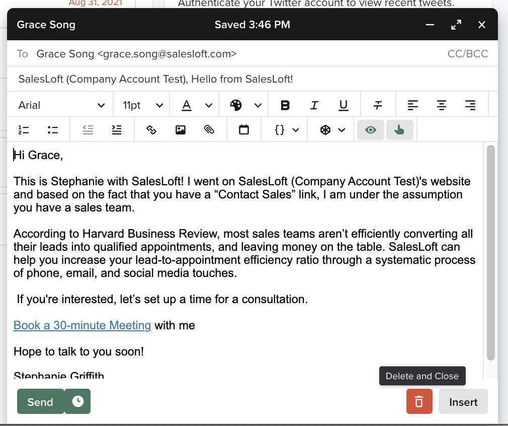 Send Emails from Salesloft