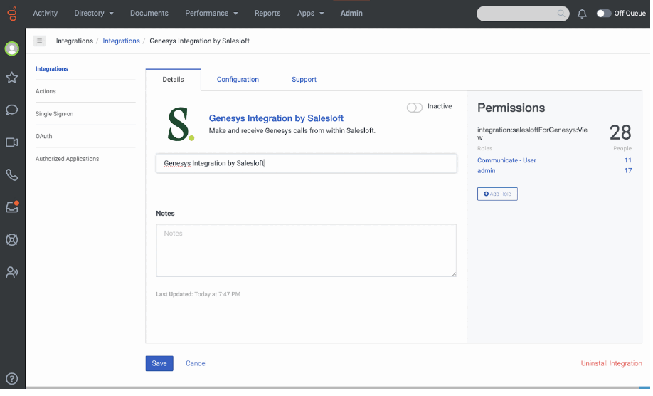 Manage the Genesys Dialer Integration
