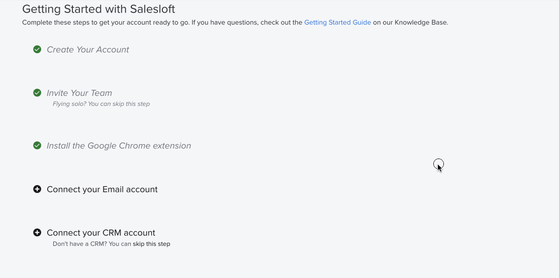 User Startup Checklist