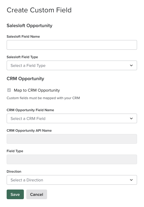 Opportunity Field Configuration