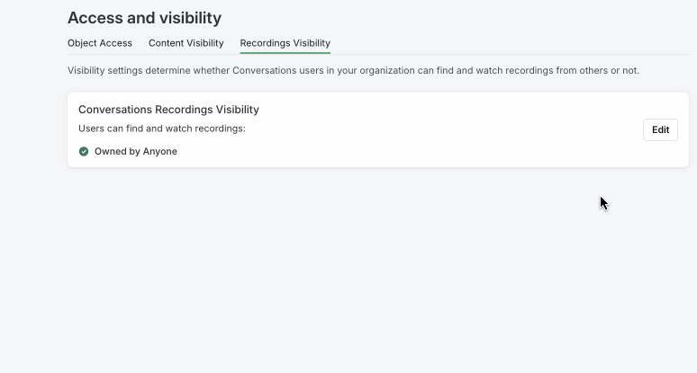 Manage Access and Visibility Settings