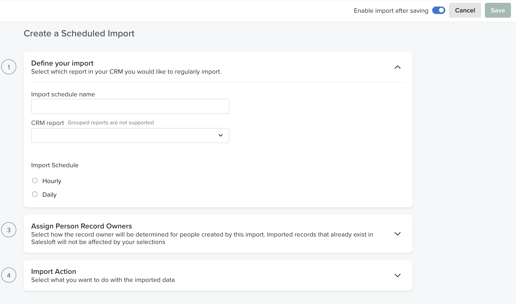 Manage Scheduled Imports