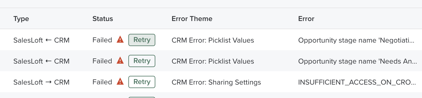 View CRM Sync Logs