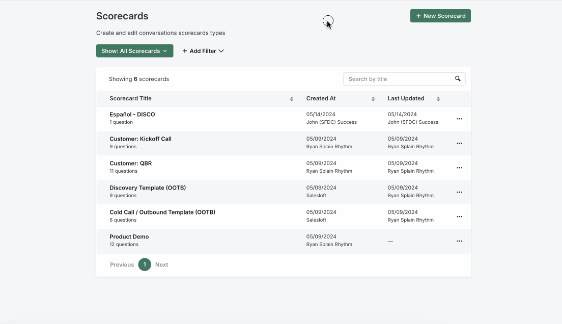 Manage Conversations Scorecards