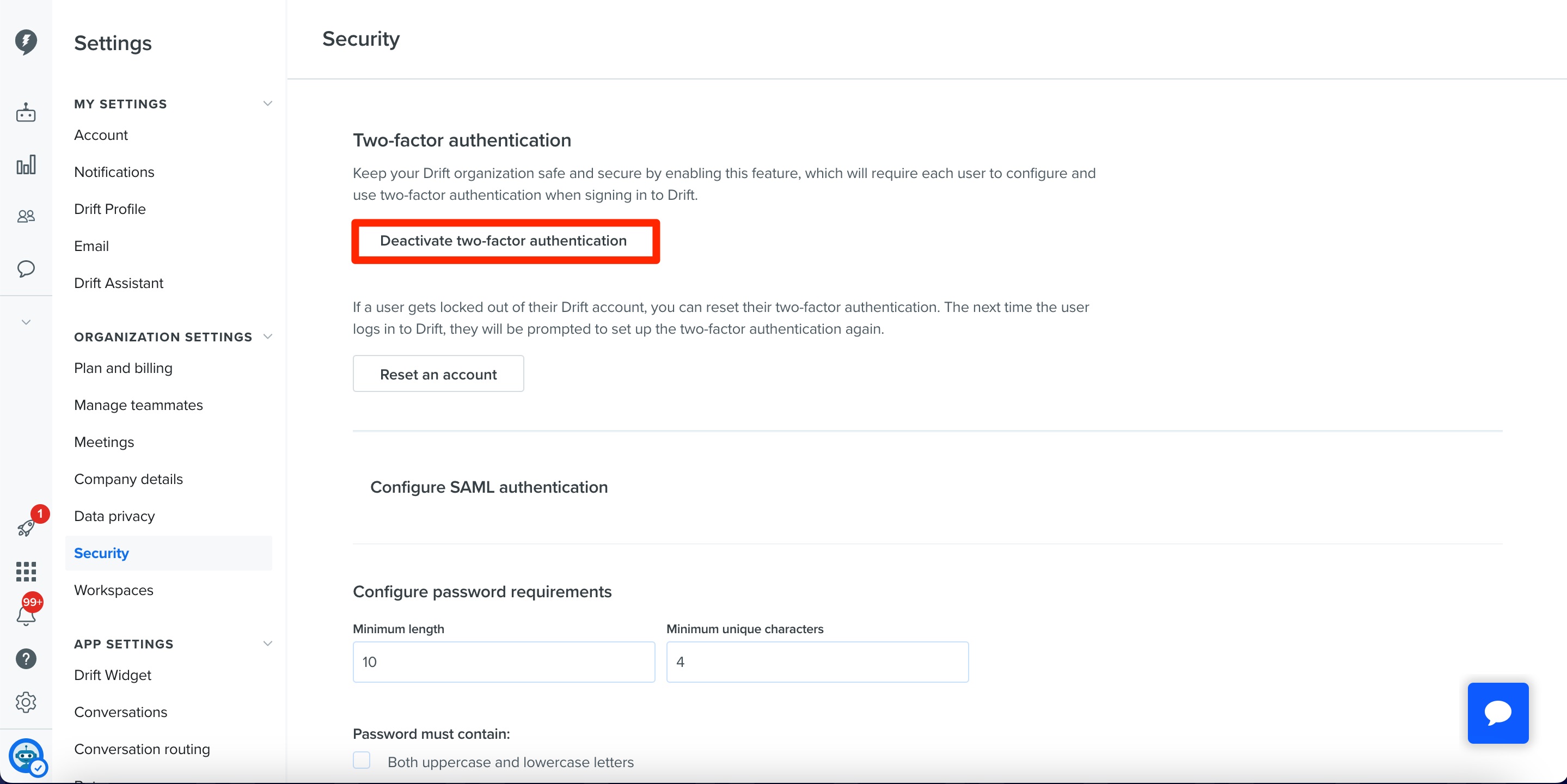 Drift - How To Set Up Two Factor Authentication