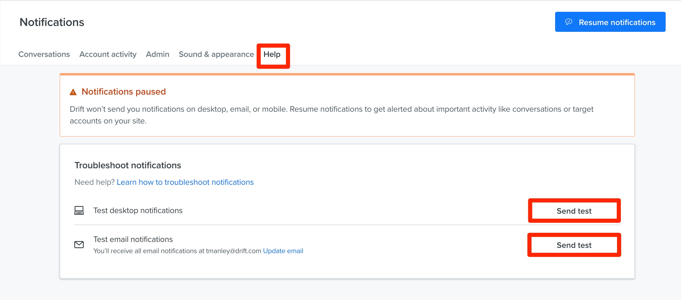 Drift - Troubleshooting Notifications