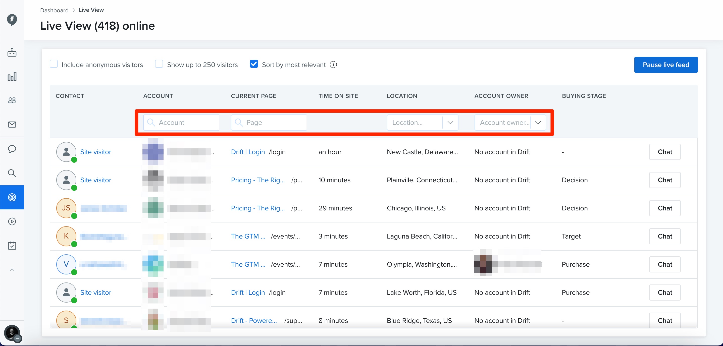 Drift - How to Use the Live View