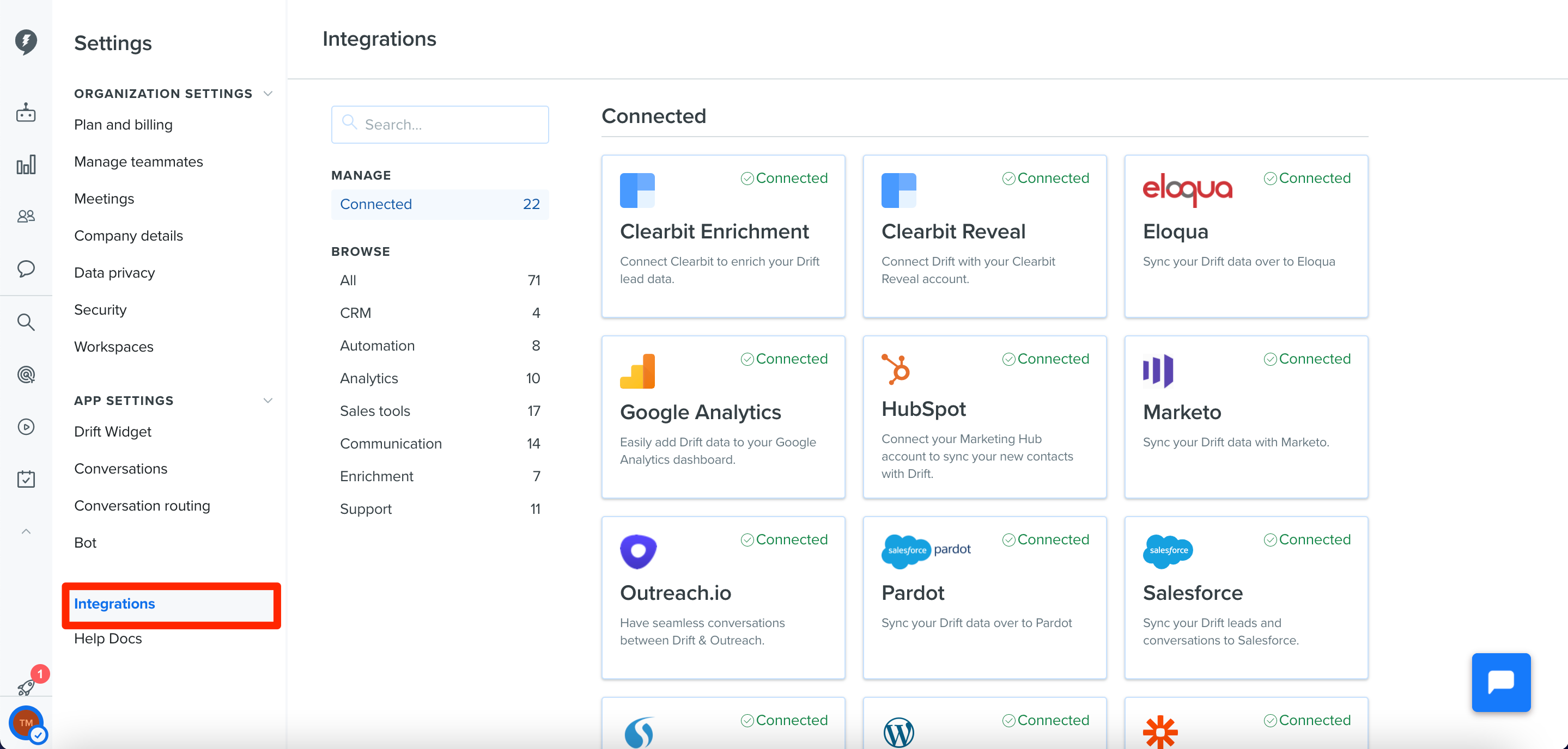 Drift - Conversation Details and Integrations