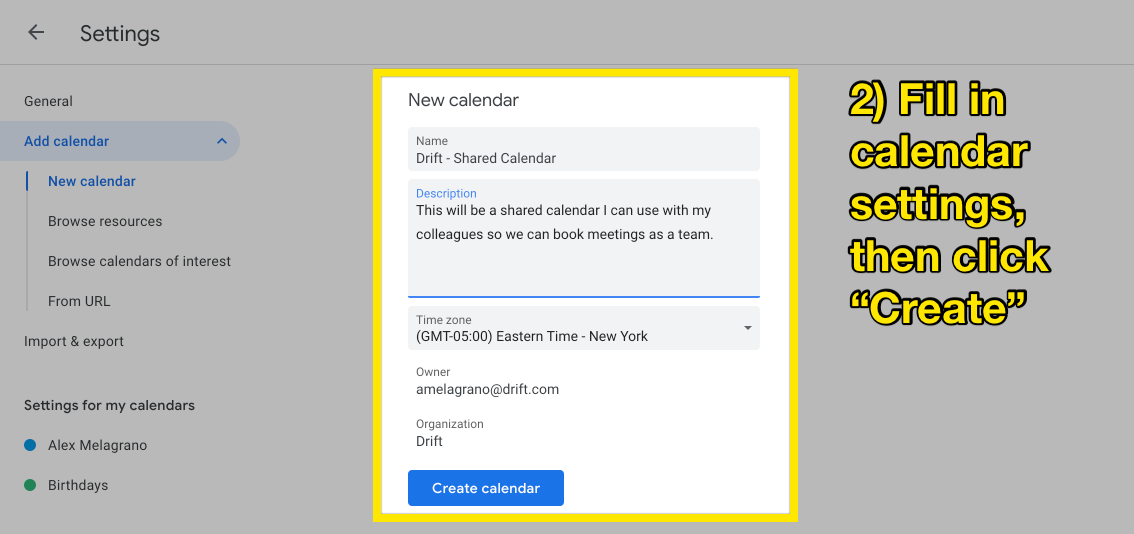 Drift - How to Setup A Shared Calendar with Drift and Gmail
