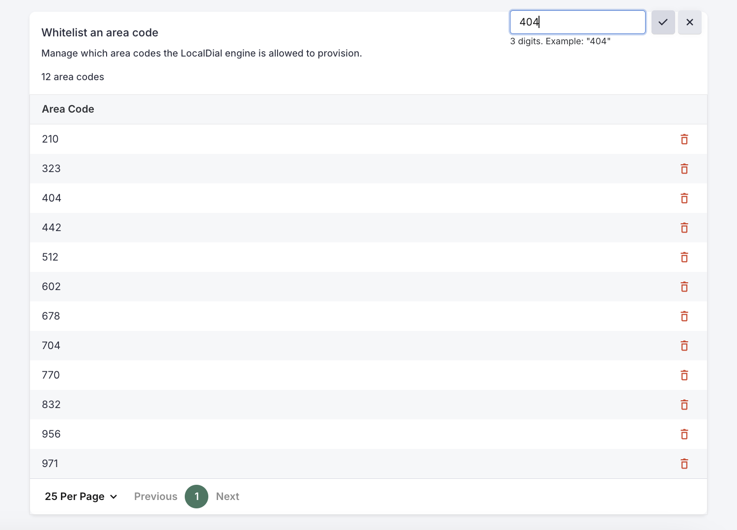 Manage LocalDial Numbers