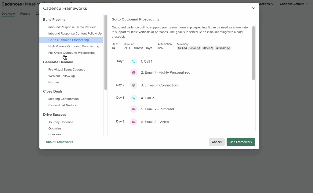 Create a Cadence from a Framework