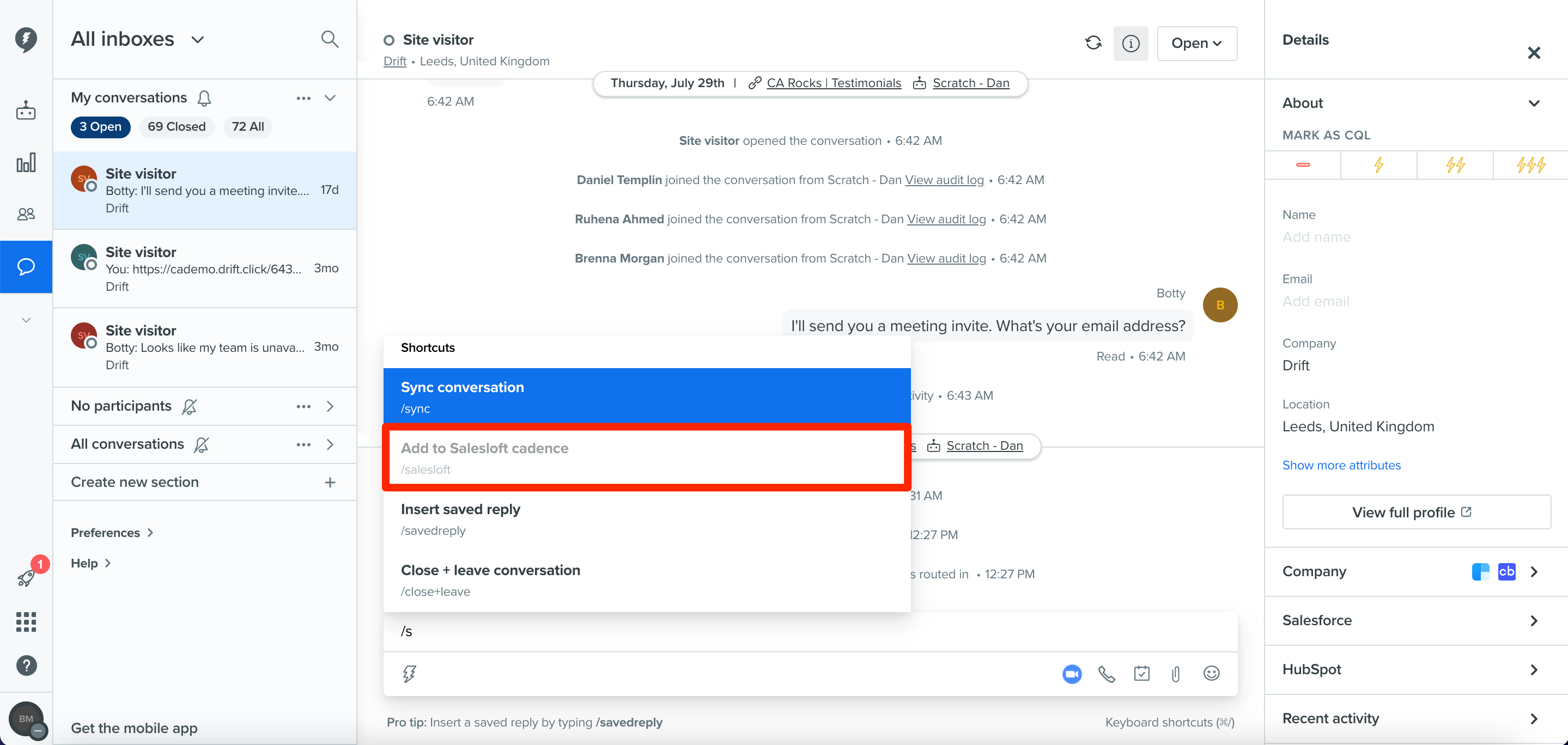 Drift - How to set up Salesloft with Drift
