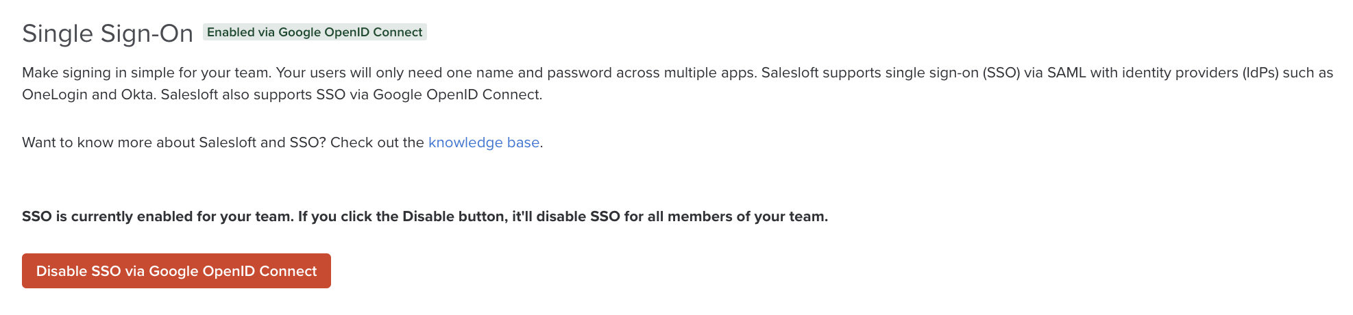 Manage Single Sign-On