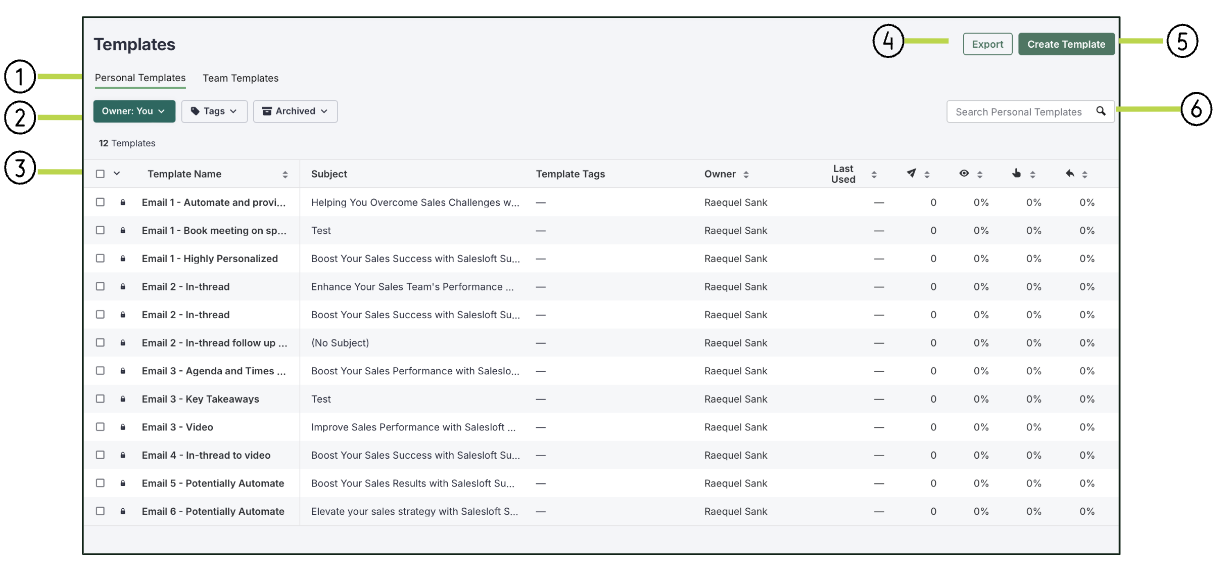Templates Page