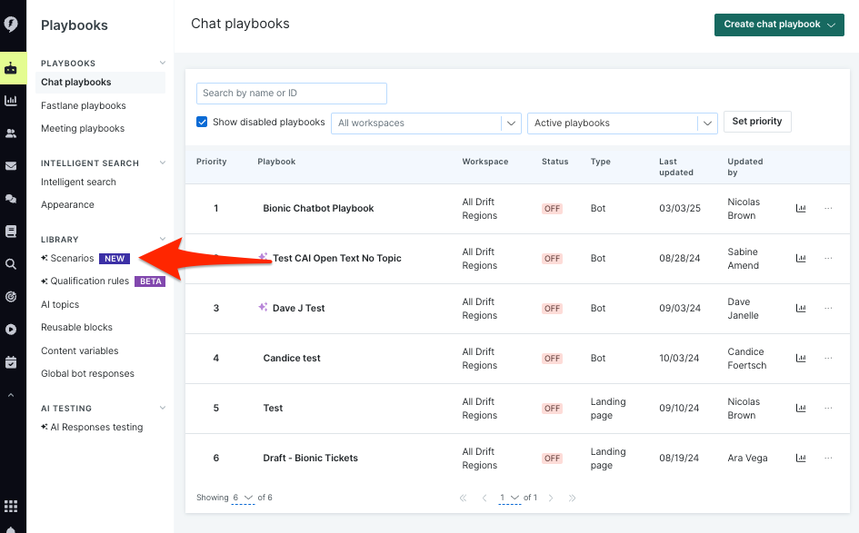 Drift - Bionic Chatbot Scenarios