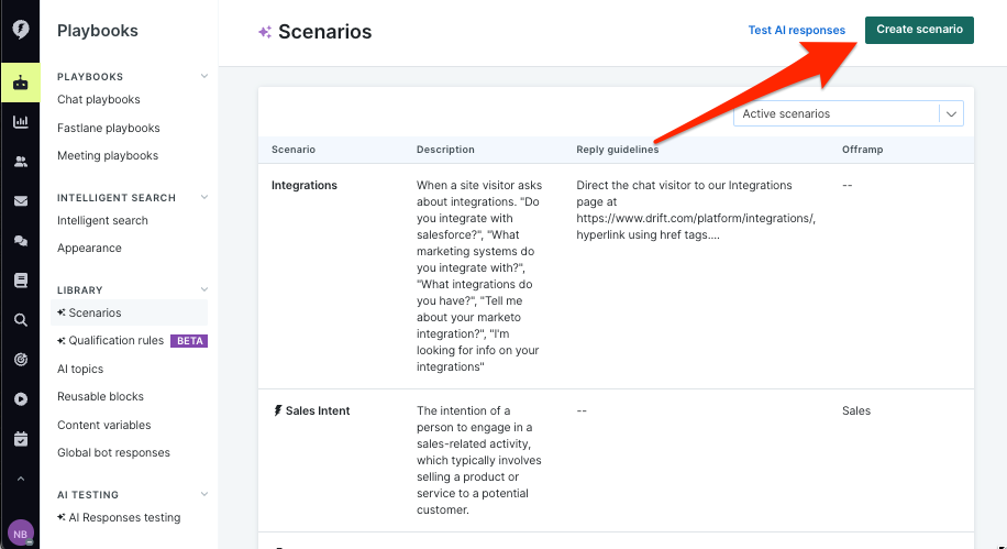 Drift - Bionic Chatbot Scenarios