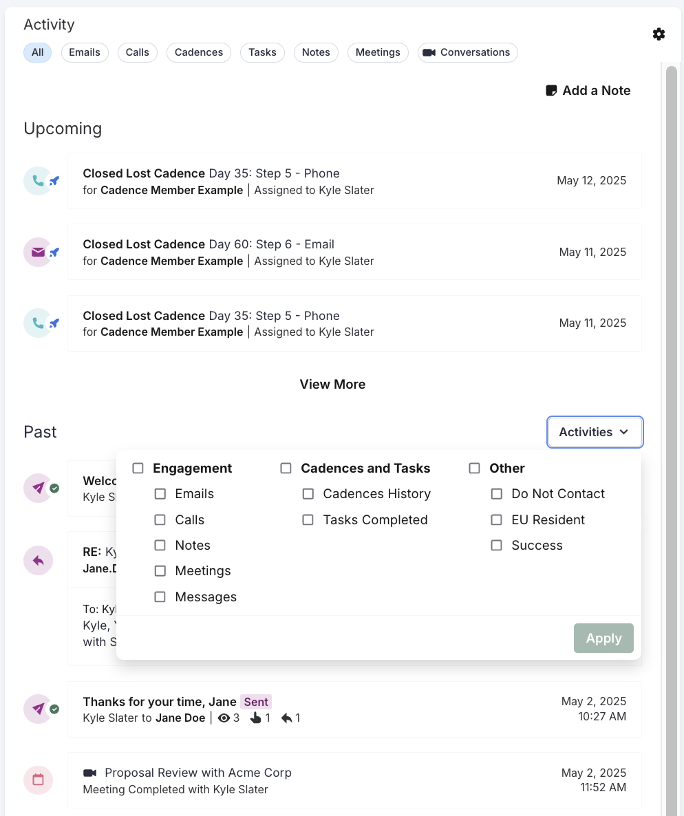 Account Profile Activity Feed
